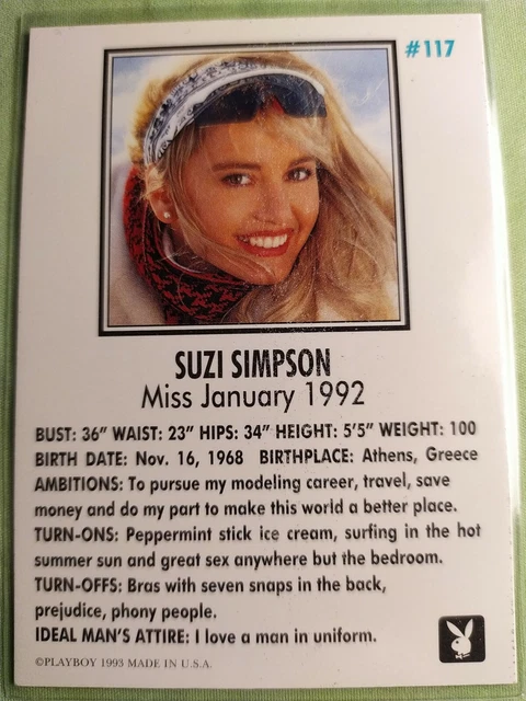 CARTE/CARD PLAYBOY SUZI Simpson #117 Miss January 1992 EUR 8,00 ...