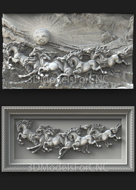 3D MODEL STL File for CNC Router Laser & 3D Printer Horse Herd 2 Pack £4.14 - PicClick UK