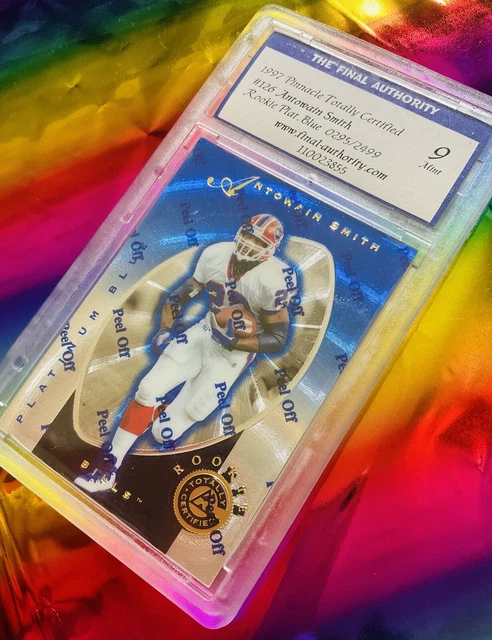 #/2499 1997 PINNACLE Totalement Certifié Antowain Smith Platine Bleu ...