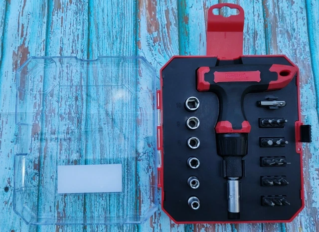 POWERFIX RATSCHEN-BIT-SET MIT T-Handgriff 23-teilig NEU Torx Inbus M5 ...