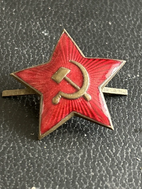 USSR SOVIET ARMY ORIGINAL RED STAR Hat Cap / Badge Enamel Pin Hammer ...
