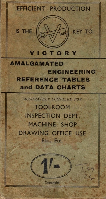 VINTAGE BOOK, AMALGAMATED Engineering Reference Tables and Data Charts ...