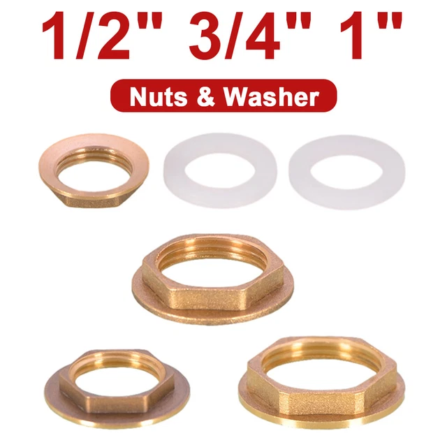 BRASS FLANGED BACK Nuts & Washer For Basin, Bath, Sink Taps - 1/2" 3/4 ...