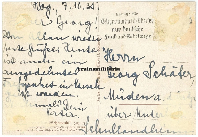 ORIG. AK WEHRMACHT SMG-Zug fährt in Stellung Pferd Wagen gel. Hamburg ...