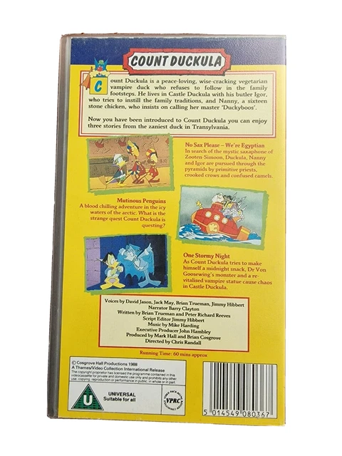 COUNT DUCKULA 1 Thames UK PAL VHS VIDEO 1988 David Jason Cosgrove Hall ... COUNT DUCKULA 1 Thames UK PAL VHS VIDEO 1988 David Jason Cosgrove Hall ...