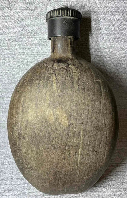 MILITARY RARE WATER Flask WW2 Relic German Wood Antique Water Bottle ...