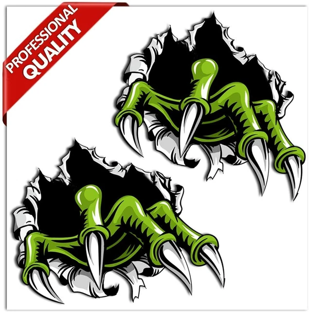 2 AUFKLEBER MONSTER Kralle Tier Sticker Auto Moto Skate Tür Fenster ...