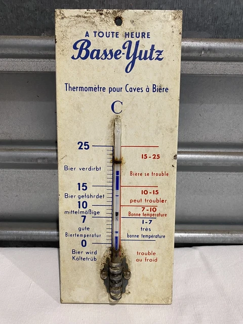 ANCIENNE PLAQUE NO Emaillee Tole Thermometre Biere Brasserie Basse Yutz ...