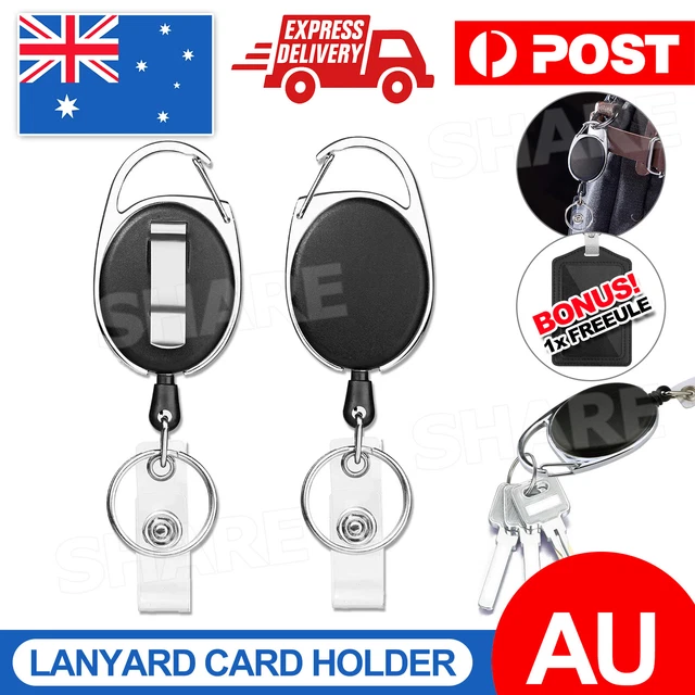RETRACTABLE LANYARD ID Card Holder Business Badges Security Pass Reel ...
