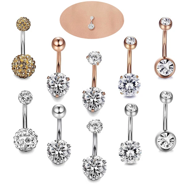 5X/SET STAINLESS STEEL Crystal Navel Belly Button Rings Bar Piercing JewelU_z8 $16.02 - PicClick CA