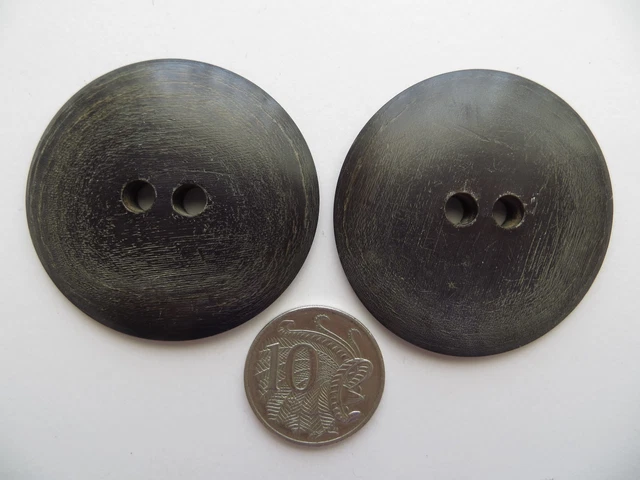 1950S VINTAGE HUGE Wood Slight Dome Black Grey Coat Jacket Cape Buttons ...