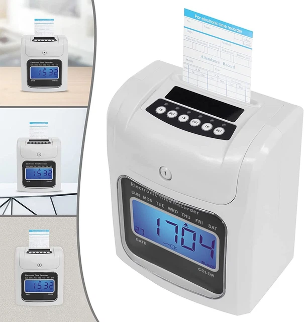 LCD EMPLOYEE ATTENDANCE Punch Time Clock Office Punch Card Machine w ...