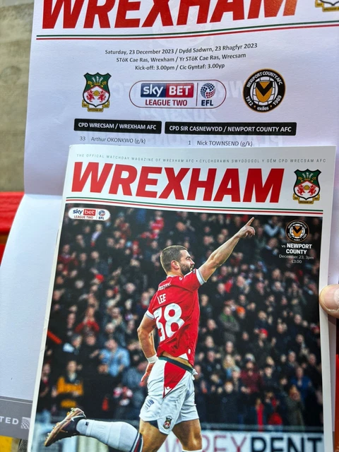 WREXHAM V NEWPORT County 2023/2024 + Team sheet £4.00 - PicClick UK