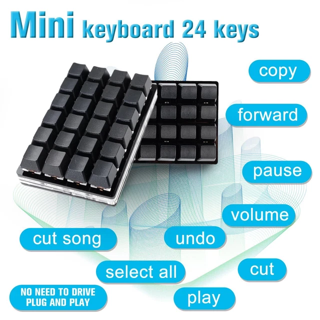 BLACK 24-KEY KEYPAD Mechanical Keyboards Custom Shortcut Keys ...