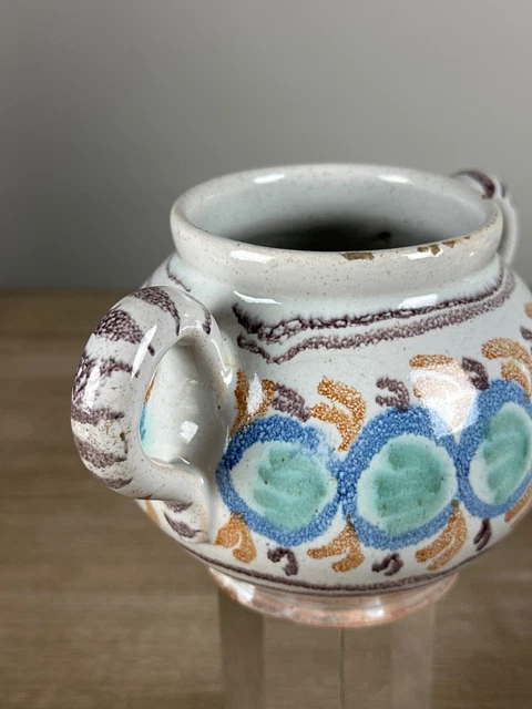 ANCIEN POT A oreille faïence sucrier décor terre cuite émail sud Ouest ...