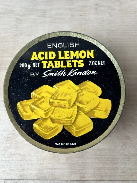 BOITE MÉTAL PASTILLES Acid Lemon Tablets Ancienne bonbon Vintage UK ...