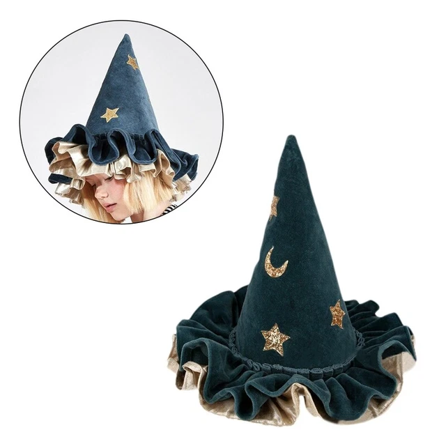 BLUE DRESS UP Hat with Star & Moon Kids Witch Hat Halloween Hat for ...