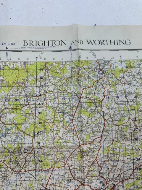 ORIGINAL WW2 BRITISH Army OS Map of England - War Office - Brighton ...