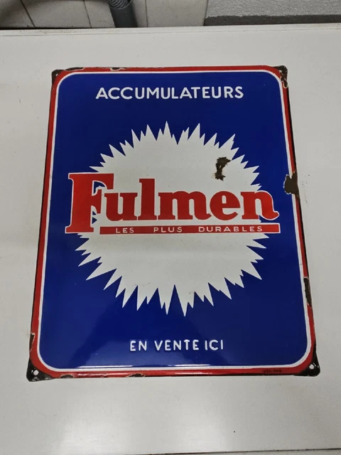 PLAQUE EMAILLEE FULMEN Garage Auto Batterie No Bidon Huile EUR 129,00 ...