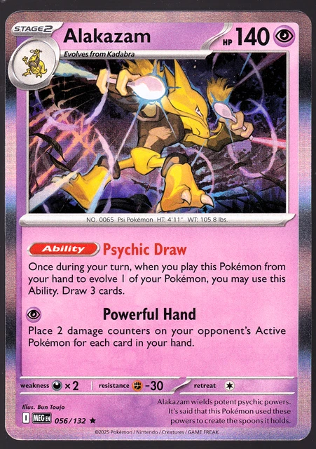 ALAKAZAM MEGA EVOLUTION 056/132 Holo Pokemon TCG Card NM $1.39 ...