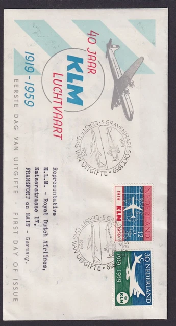 AIRMAIL LETTER AIR Mail Netherlands KLM Gravenhage The Hague Frankfurt ...