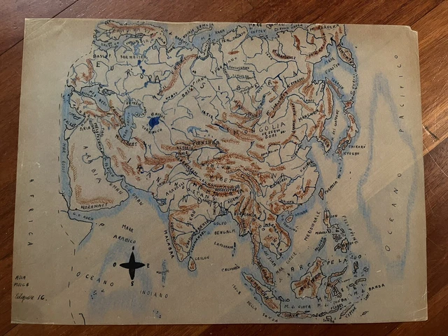 MAPPA CARTINA ASIA politica e Asia fisica carta da lucido 1960 EUR 5,00 ...