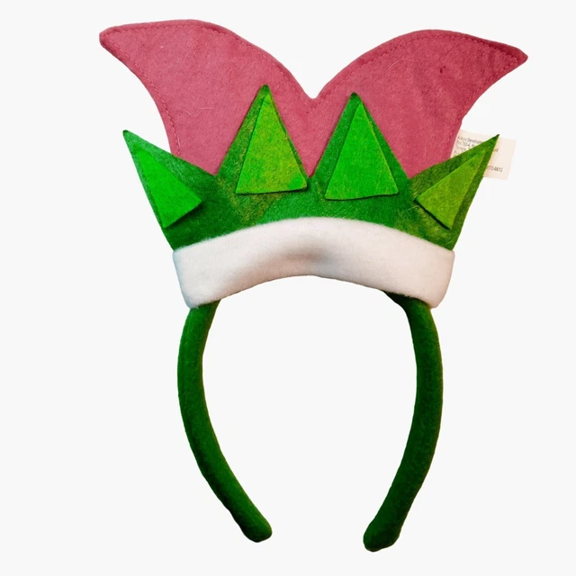 CHRISTMAS ELF HEADBAND Kids Crown Santa Helper Red Green Felt Costume £ ...