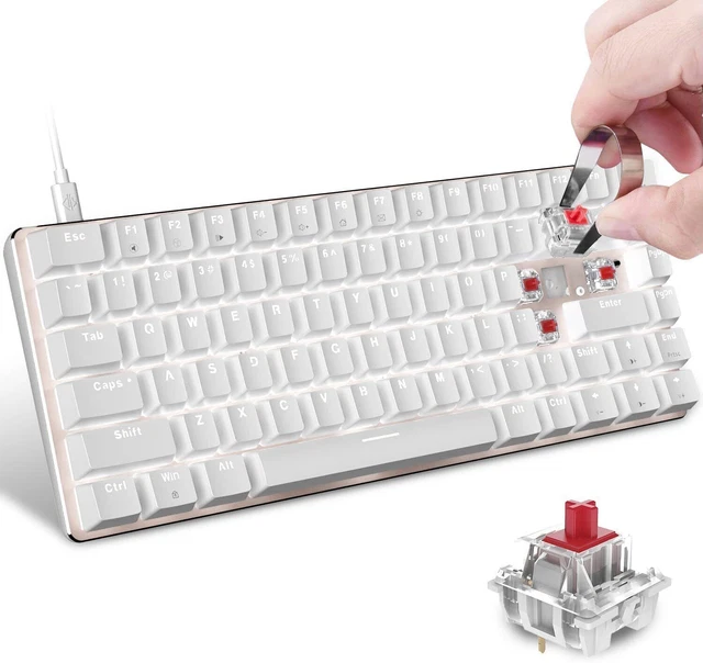 MECHANICAL GAMING KEYBOARD RGB Backlit Ultra-Compact Hot Swappable Red ...