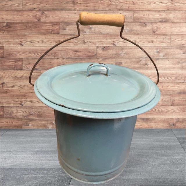ANCIEN SEAU SOT Tole Émaillée Pot De Chambre Servitude EUR 20,00 ...