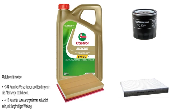 INSPECTION SET CASTROL EDGE Titanium 5W-30 LL 5L Pour VW T-ROC 1.5 TSI ...