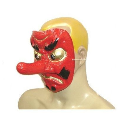 JAPANESE TENGU LONG nose Mask Omen Noh Kabuki Samurai Demon pottery ...