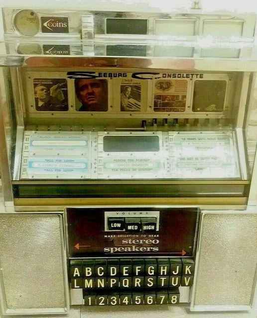VINTAGE ORIGINAL SEEBURG Consolette Wallbox Jukebox and key Tall 14 In ...