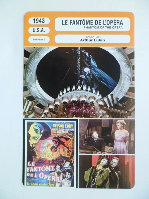 CARTE FICHE CINEMA 1943 LE FANTOME DE L'OPERA Claude Rains Susanna ...