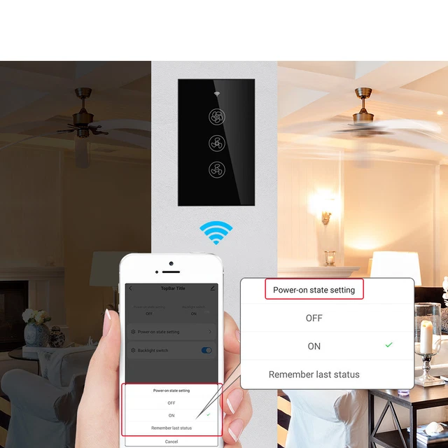 TUYA WIFI CEILING Fan Smart Speed Switch Panel App Timer Voice Control ...
