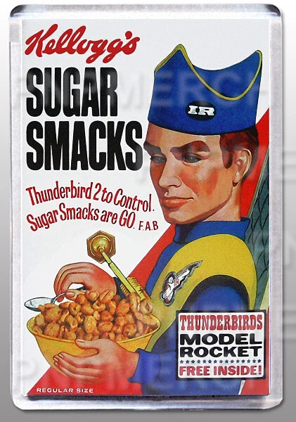 SUGAR SMACKS THUNDERBIRDS cereal box LARGE FRIDGE MAGNET - CLASSIC! £2. ...