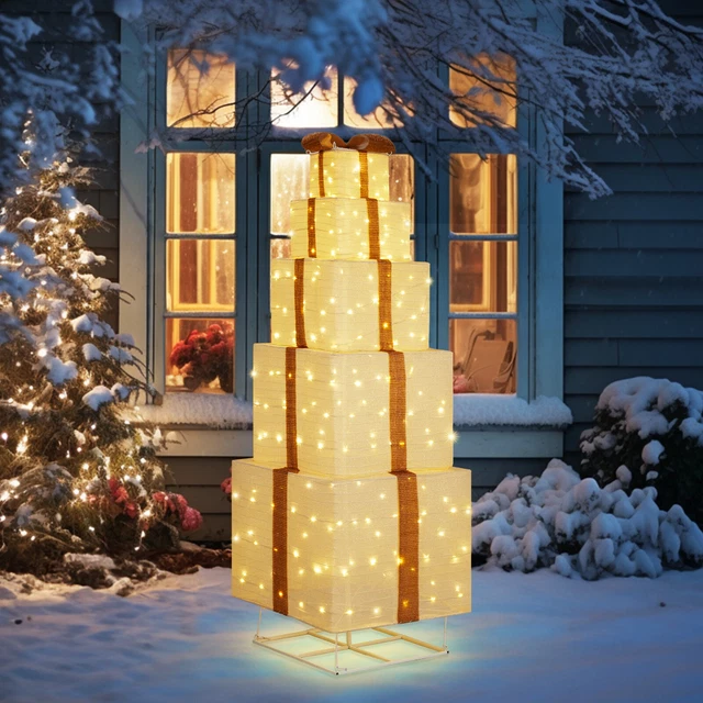 6FT LIGHTED CHRISTMAS Gift Box Pull Up w/LED for Xmas Outdoor Indoor ...