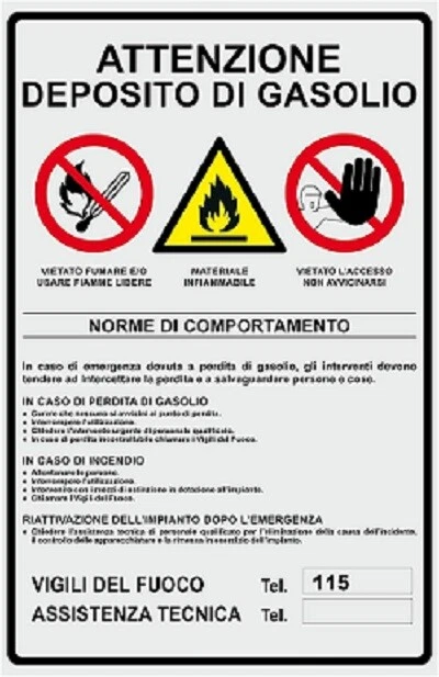 CARTELLO SEGNALETICO - ATTENZIONE DEPOSITO GASOLIO - segnaletica ...