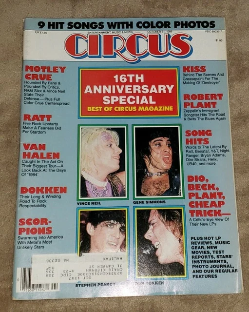 CIRCUS OCTOBER 1985 kiss/ratt/motley crue/dokken/scorpions/dio/van ...