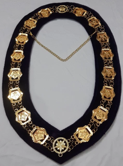 MASONIC REGALIA 3D O.E.S. Order of Eastern Star Patron Gold Metal Chain ...
