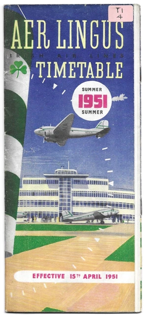 VINTAGE AER LINGUS Timetable Brochure Airline Summer 1951 £49.99 ...