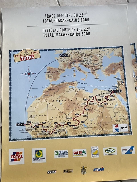 RARE POSTER FORMAT A0 Carte Officielle Rally Total Dakar Le Caire 2000 ...