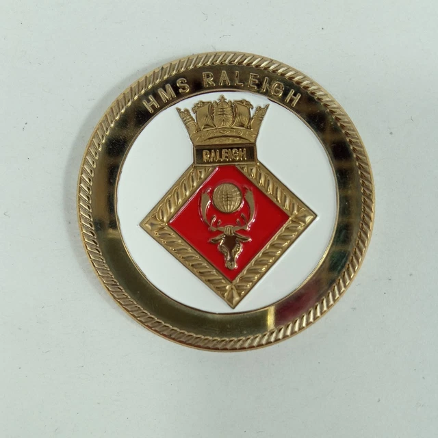 ROYAL NAVY HMS Raleigh Coin Memorabilia Gifts Token Gold Spoof ...