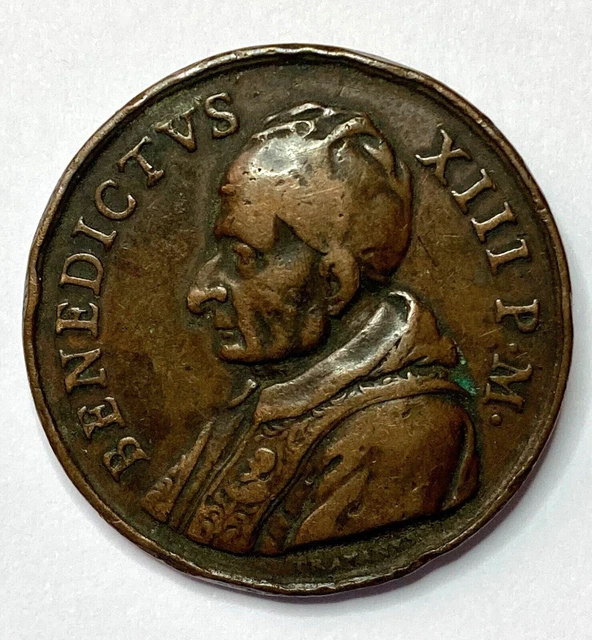 RARE 17TH CENTURY Vatican bronze BENEDICT XIII papal medal by GIOVANNI ...