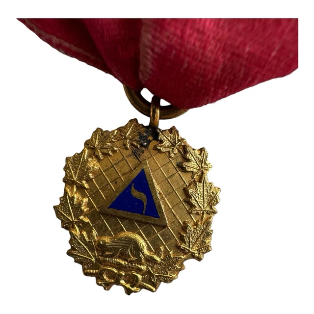 VINTAGE MASONIC YOD Lodge Reception Medal Red Ribbon Rare Freemason ...