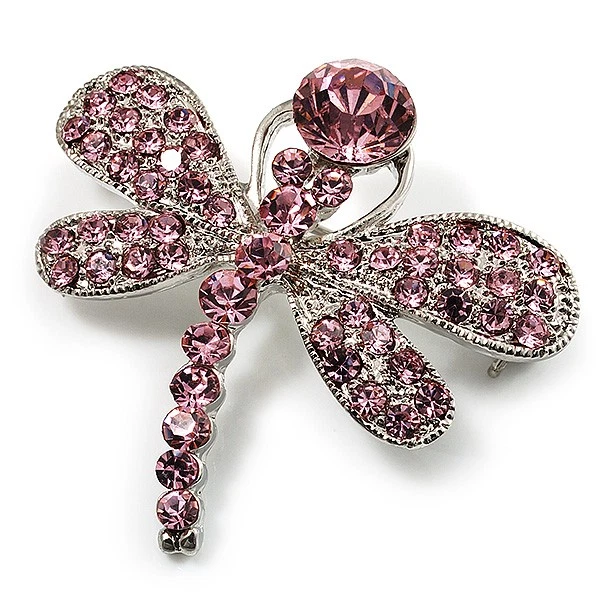 SMALL PINK CRYSTAL Butterfly Brooch (Silver Tone) £10.99 - PicClick UK