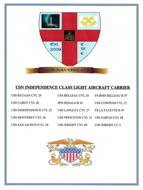 US NAVY INDEPENDENCE Class Aircraft Carrier Photos With Bonus On ...