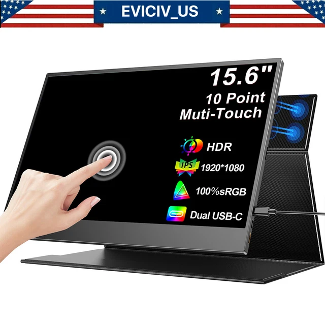 EVICIV PORTABLE MONITOR Touchscreen 15.6 FHD 1080P IPS 10-Point Touch ...