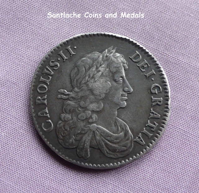 1670 KING CHARLES Ii Silver Half Crown - V. Secvndo- Nice Grade Coin £ ...
