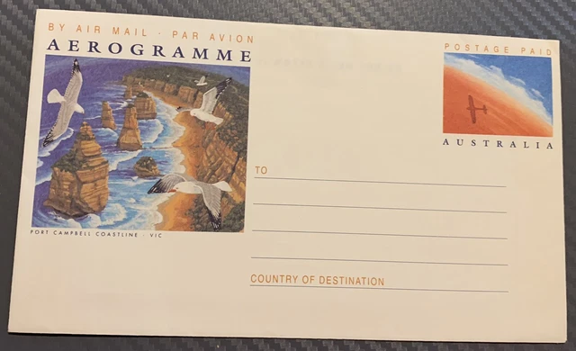 AUSTRALIAN STAMPS PRE paid envelope aerogram Port Campbell coastline $2 ...