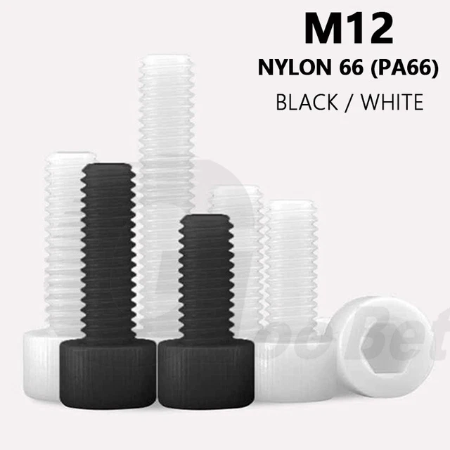 M12 NYLON 66 Plastic Allen Bolts Socket Cap Screws Hex Head DIN 912 ...